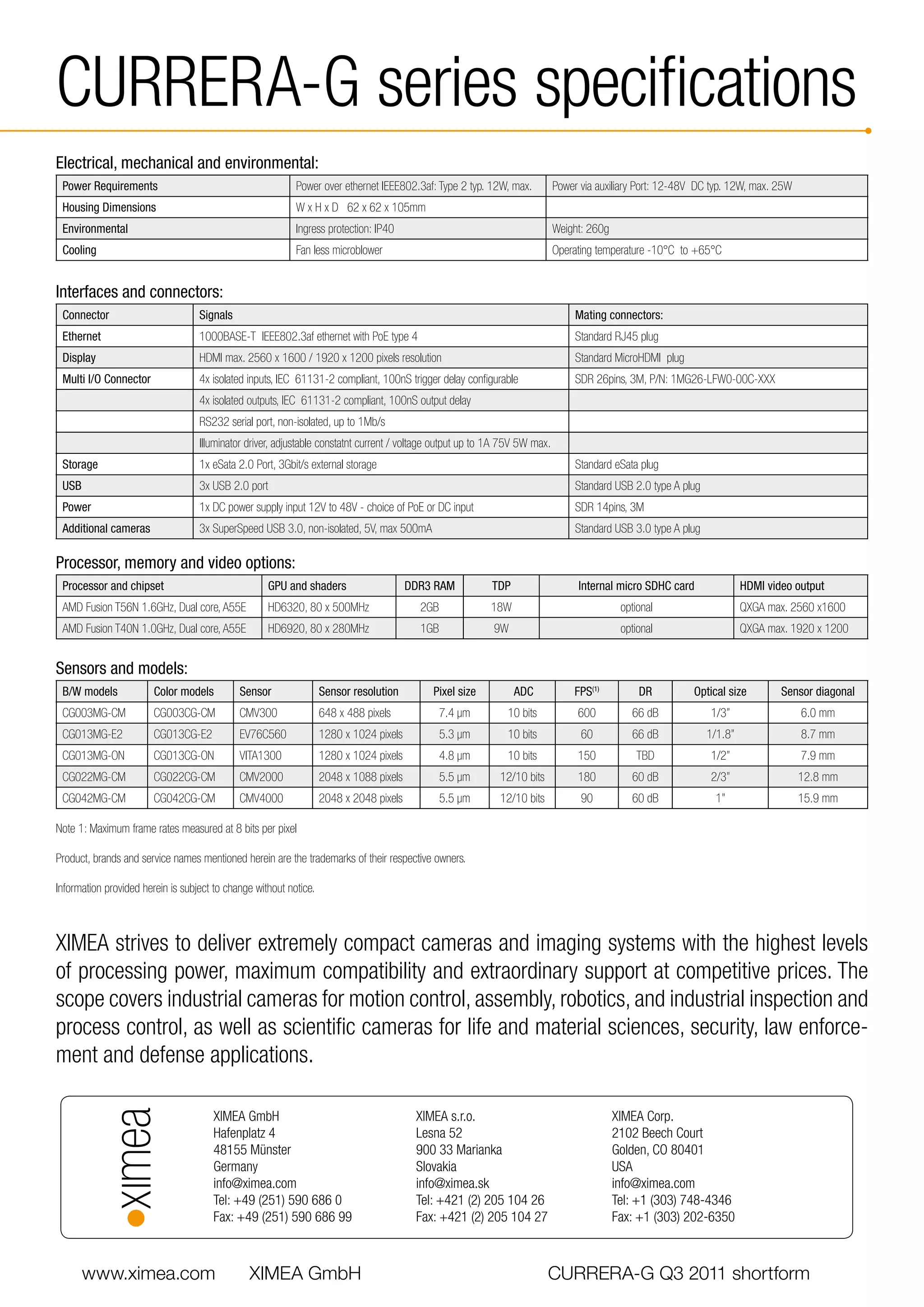 Smart camera-currera-g-ximea | PDF | Cameras and Camcorders | Consumer Electronics