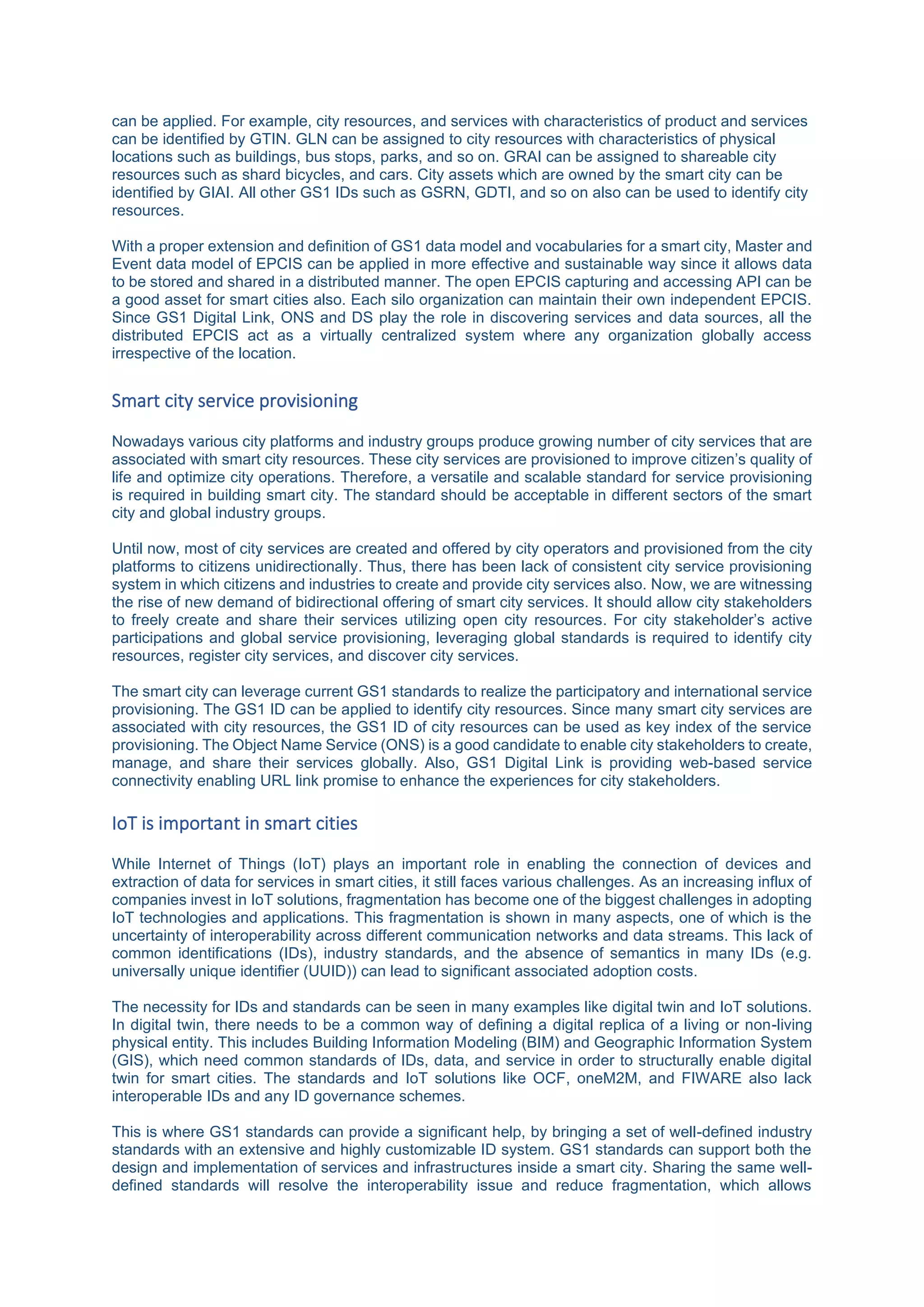 Smart city position paper - GS1 standards perspective | PDF