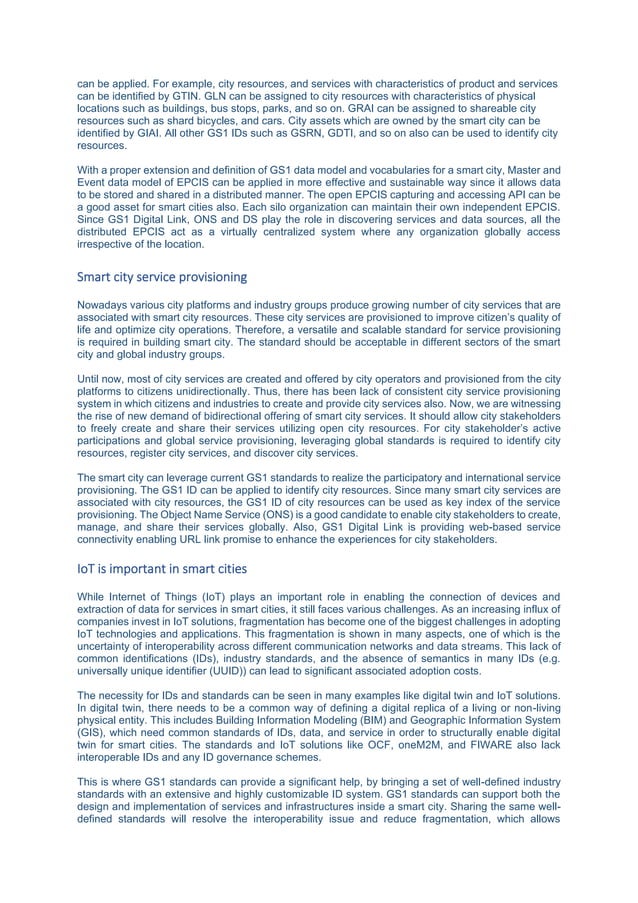 Smart city position paper - GS1 standards perspective | PDF