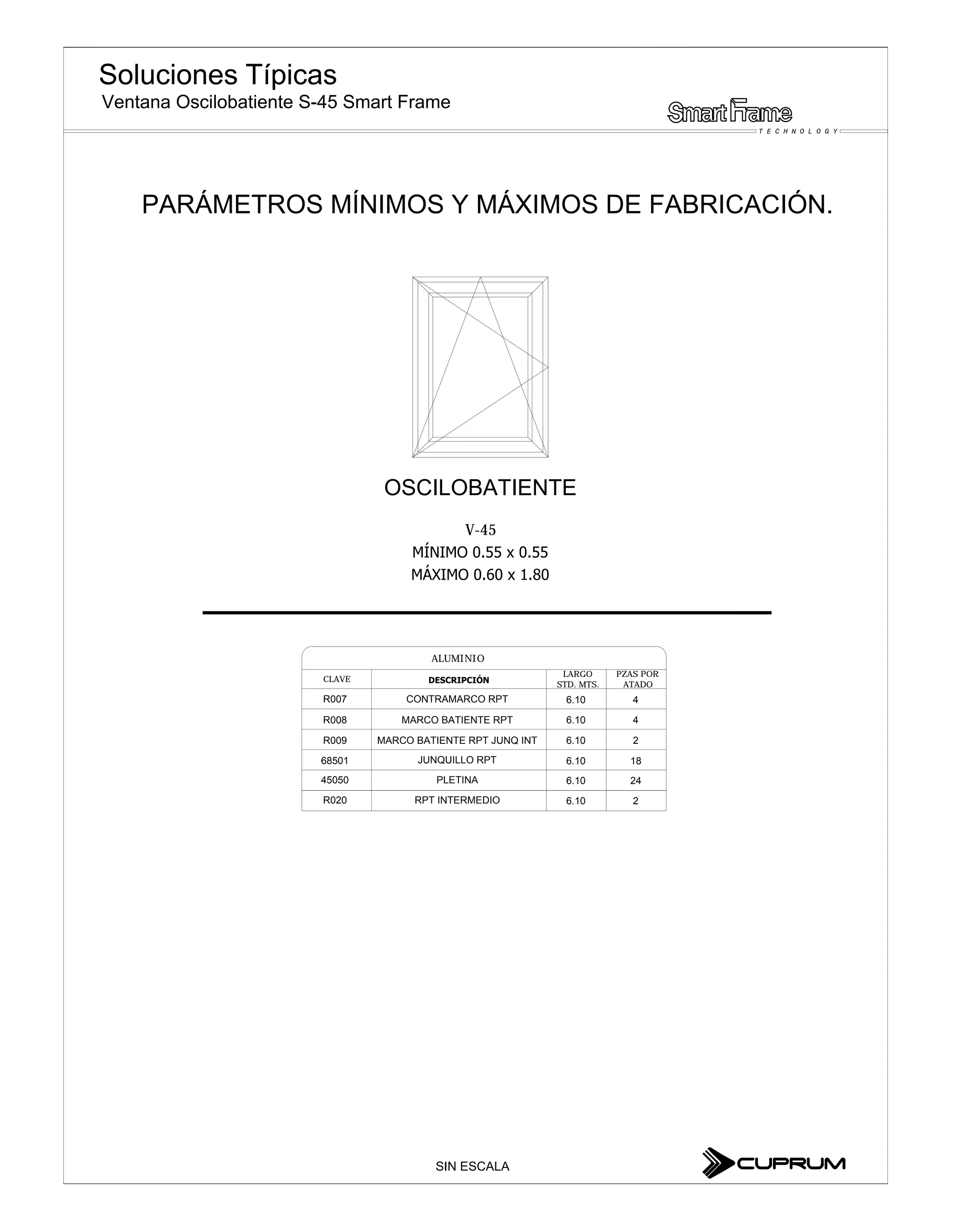 Smart frame serie 45 ventana oscilobatiente RPT | PDF