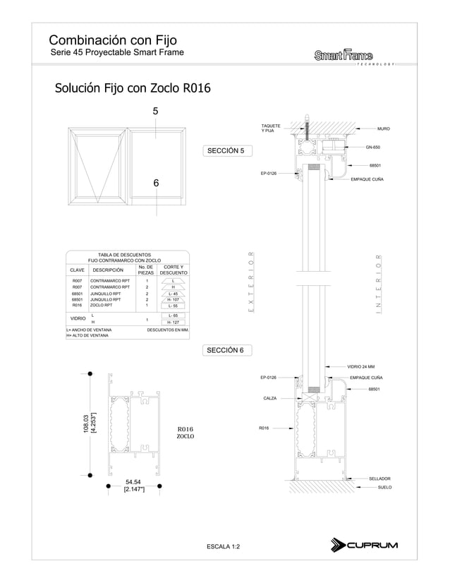 Smart frame serie 45 ventana proyectable RPT | PDF