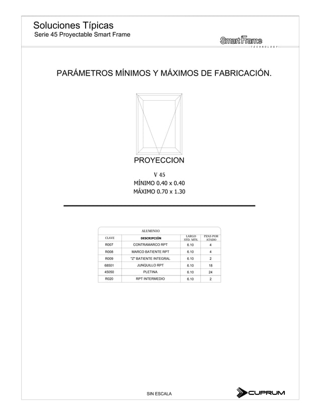 Smart frame serie 45 ventana proyectable RPT | PDF