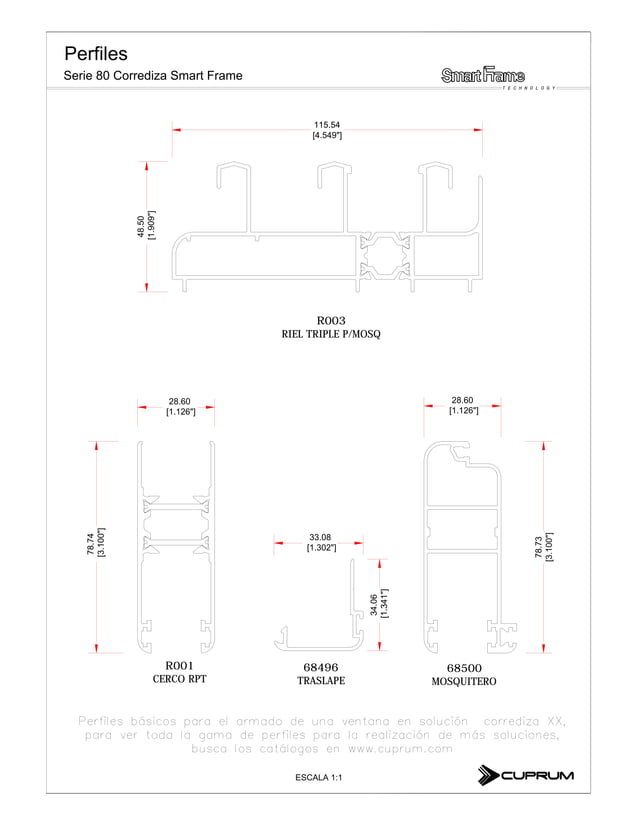 Smart frame serie 80 ventana y puerta corrediza mosquitero RPT | PDF ...