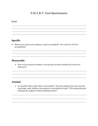 Smart goals | PDF | Resume Writing and Advice | Job Search