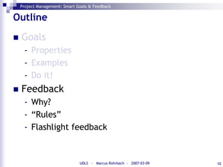 SMART Goals and Feedback (Project Management) | PDF
