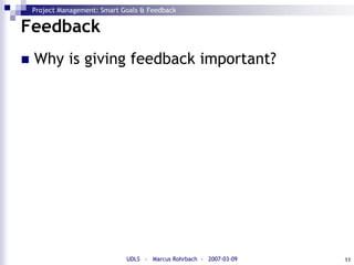 SMART Goals and Feedback (Project Management) | PDF