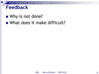 SMART Goals and Feedback (Project Management) | PDF