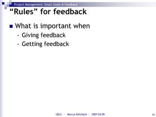 SMART Goals and Feedback (Project Management) | PDF