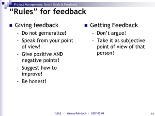 SMART Goals and Feedback (Project Management) | PDF