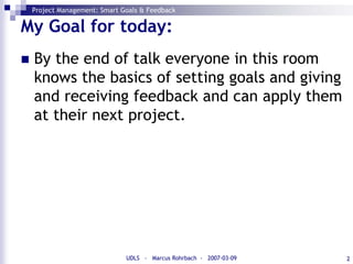 SMART Goals and Feedback (Project Management) | PDF