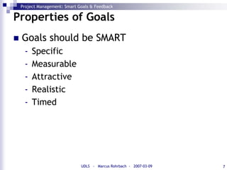 SMART Goals and Feedback (Project Management) | PDF