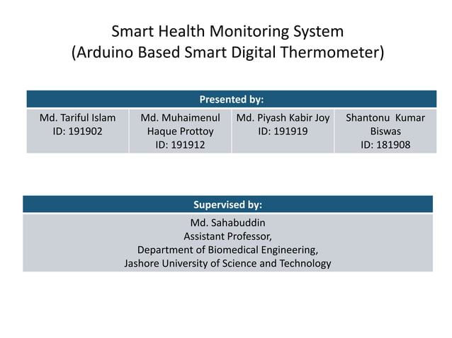 Arduino Based Digital Smart Thermometerpptx Consumer Electronics
