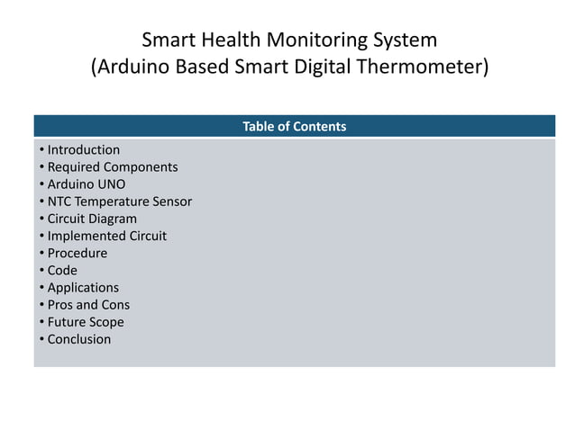 Arduino Based Digital Smart Thermometerpptx Consumer Electronics Technology And Computing