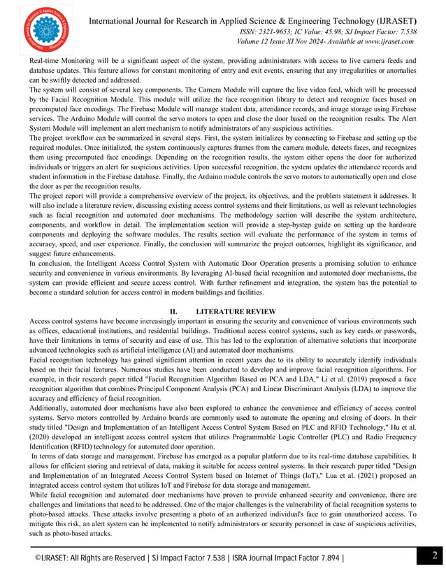 IntelliDoor: Smart Access Control System with Automated Door Operation | PDF