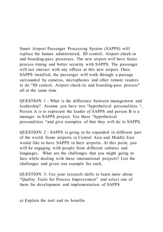 Smart Airport Passenger Processing System (SAPPS) will repla | PDF
