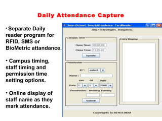 Smart attendance for marking student, teacher,staff attendance. | PPT