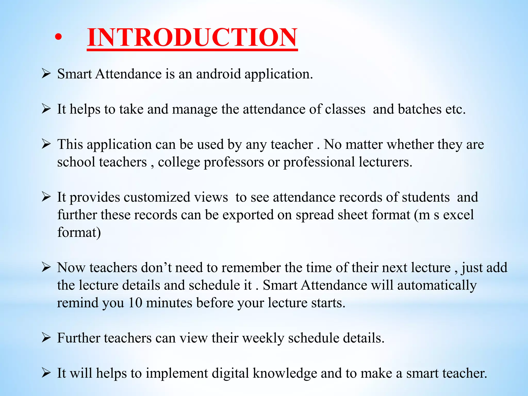 Smart attendance application | PPTX