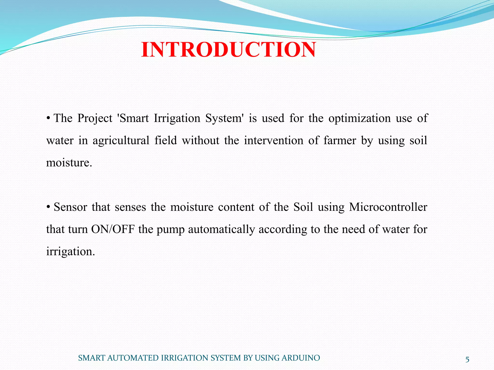 Smart automated irrigation system ppt | PPTX
