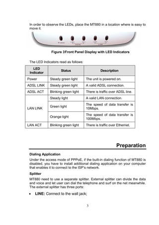 Smartax mt880 adsl router quick installation guide | PDF