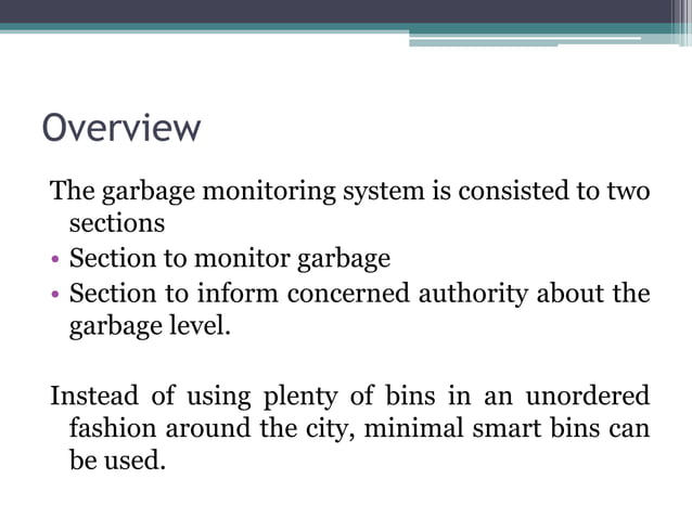 Smart Bins : IOT Based Garbage Monitoring System | PPT