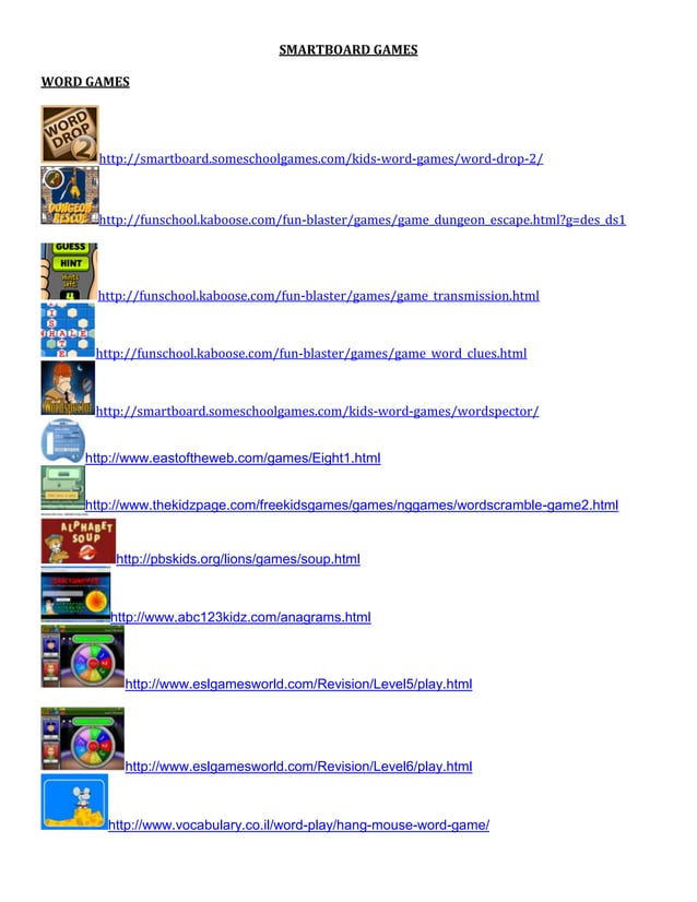 Smartboard word games | PDF