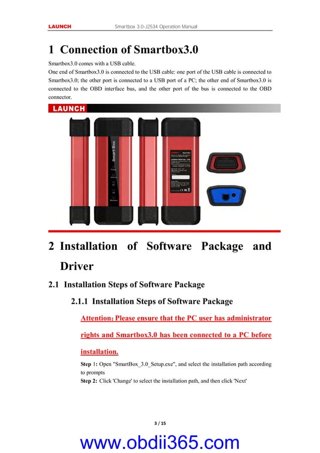 Launch X431 SmartBox 3.0 j2534 operation manual | PDF