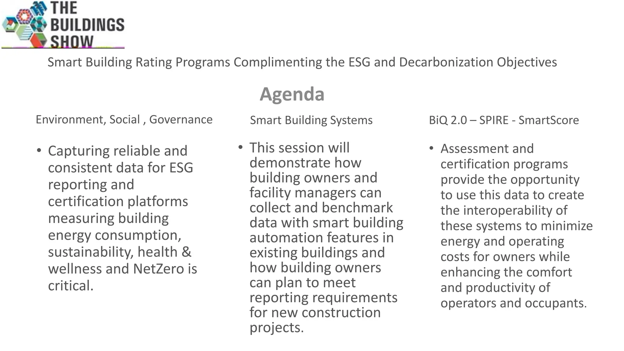 Smart Building Rating Programs Complimenting the ESG and ...