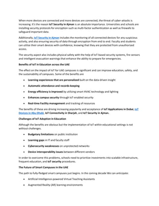 Smart Campuses in UAE - Revolutionizing Education through IoT | PDF