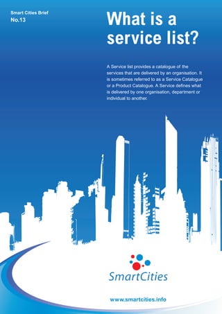 Smart Cities - What is a service list | PDF