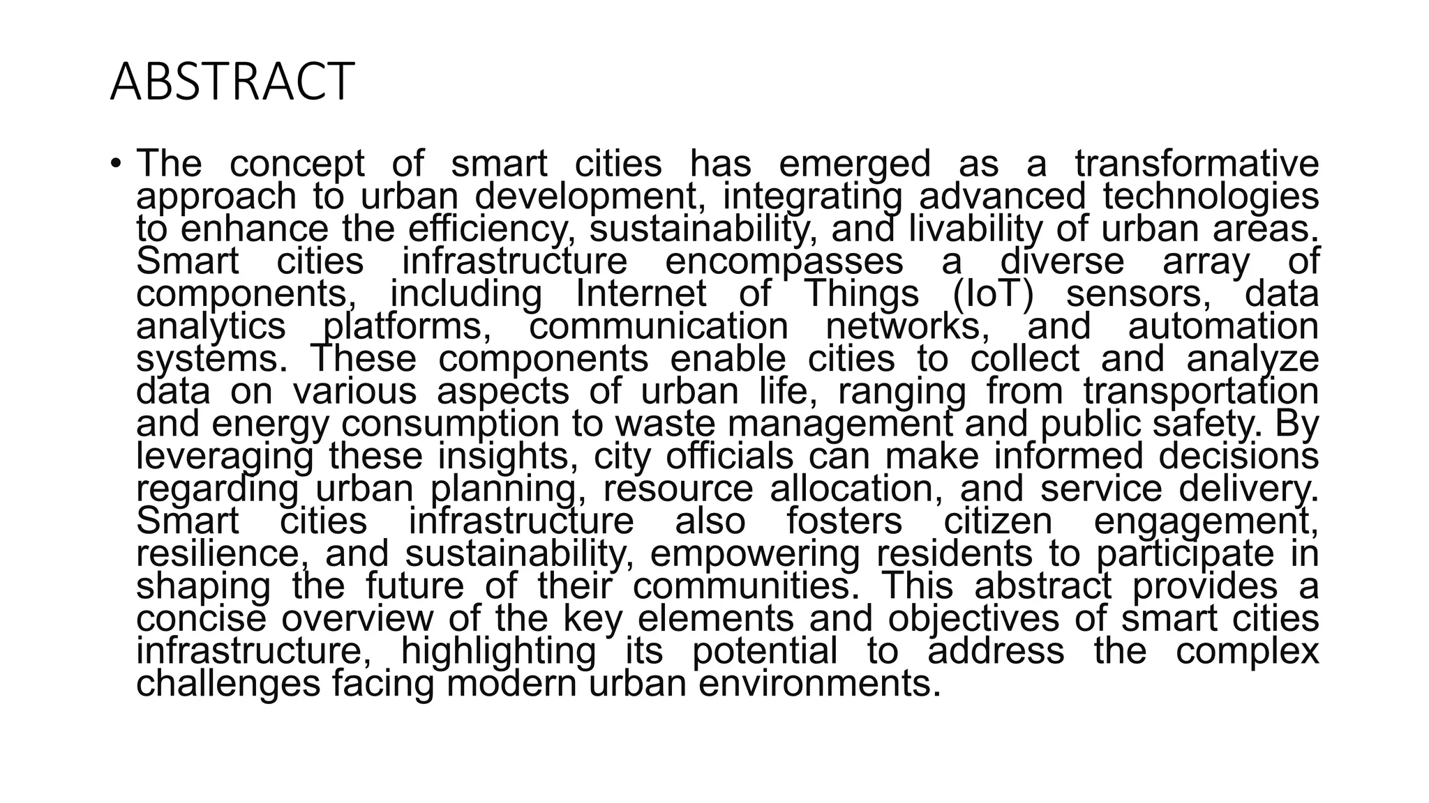 smart cities infrastructure objectives and methodology and conclusion ...