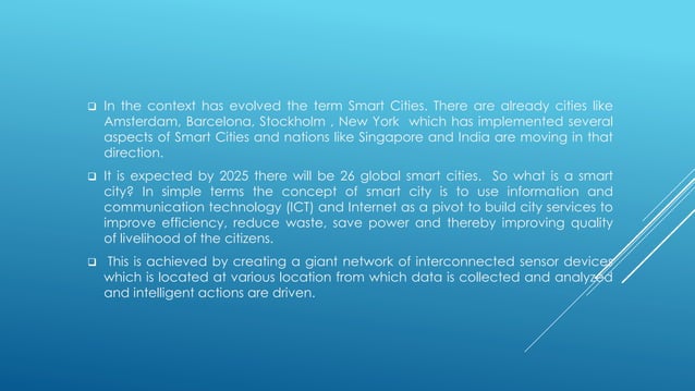Smart Cities – Urbanization through IoT | PPTX