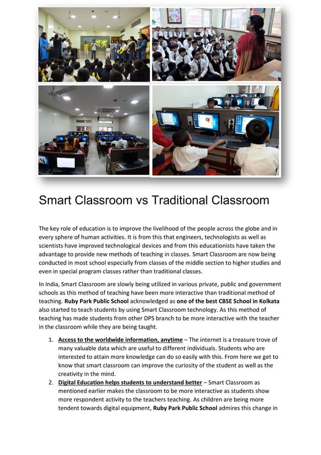 Smart classroom vs traditional classroom | PDF