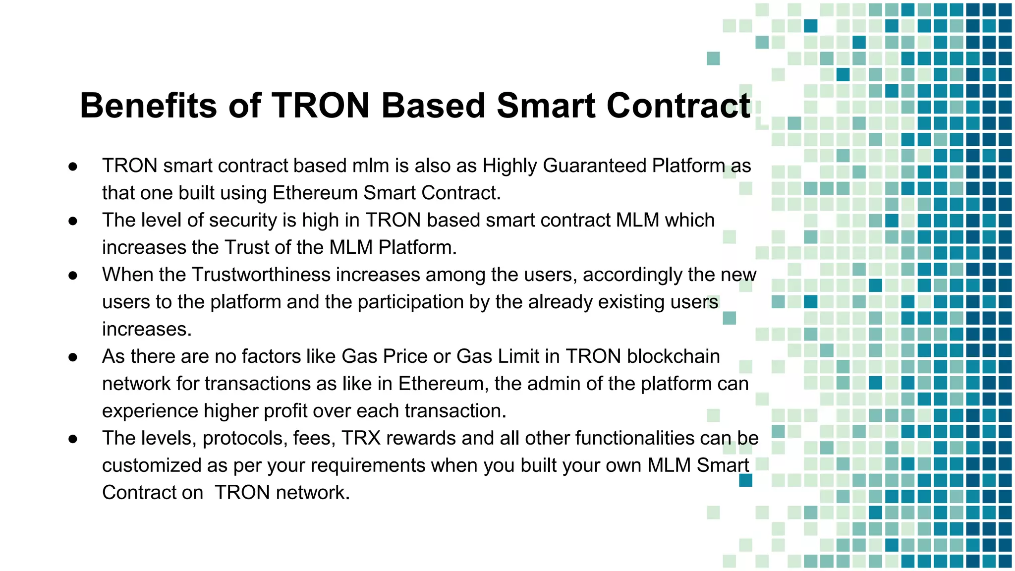 Smart contract based mlm on tron | PPTX