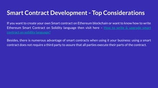 Smart contract development top considerations | PPT