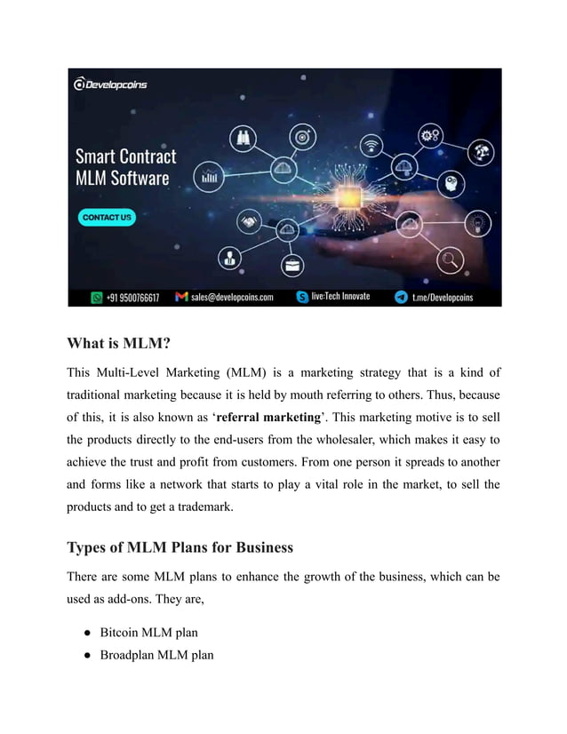 Smart Contract MLM Software to Build Your Decentralized MLM Platform.pdf | Business I.T. | Business