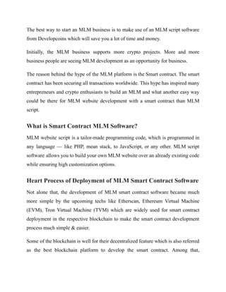Smart Contract MLM Software to Build Your Decentralized MLM Platform.pdf | Business I.T. | Business