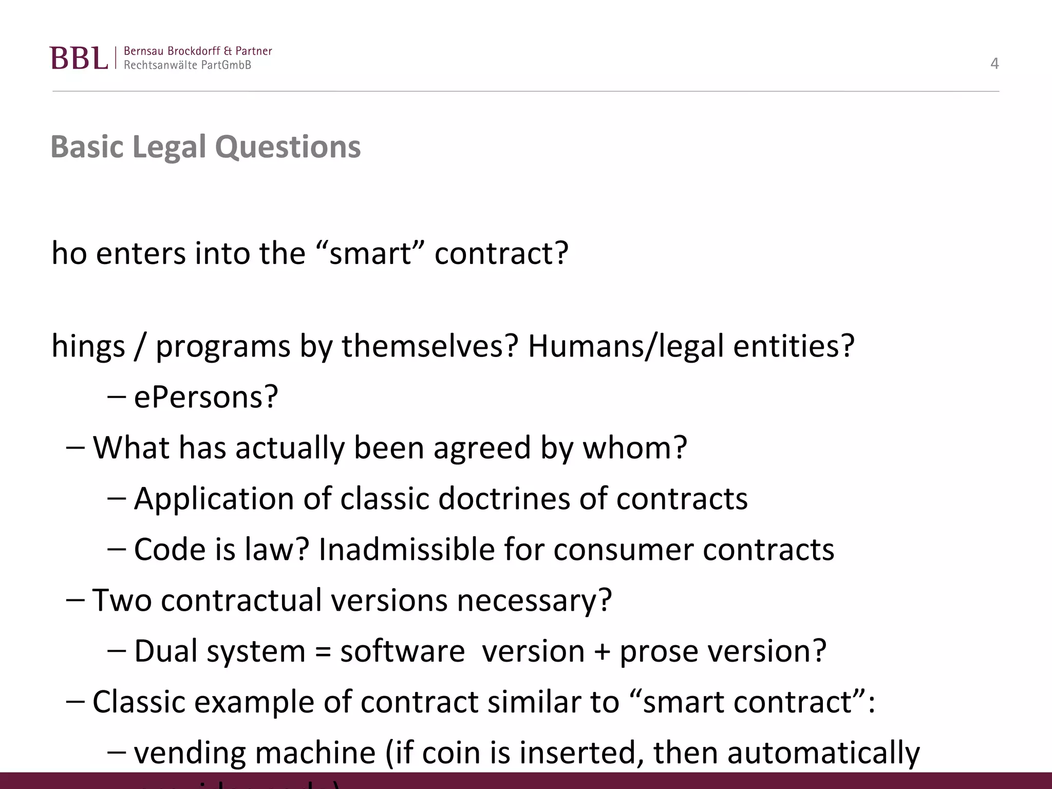 Smart Contracts: Practical Legal Issues | PPT