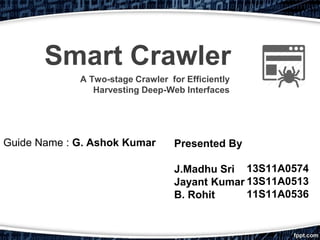 Smart crawlet A two stage crawler for efficiently harvesting deep web interfaces | PPTX