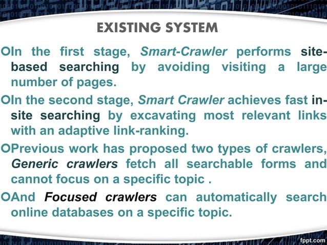 Smart crawlet A two stage crawler for efficiently harvesting deep web interfaces | PPTX