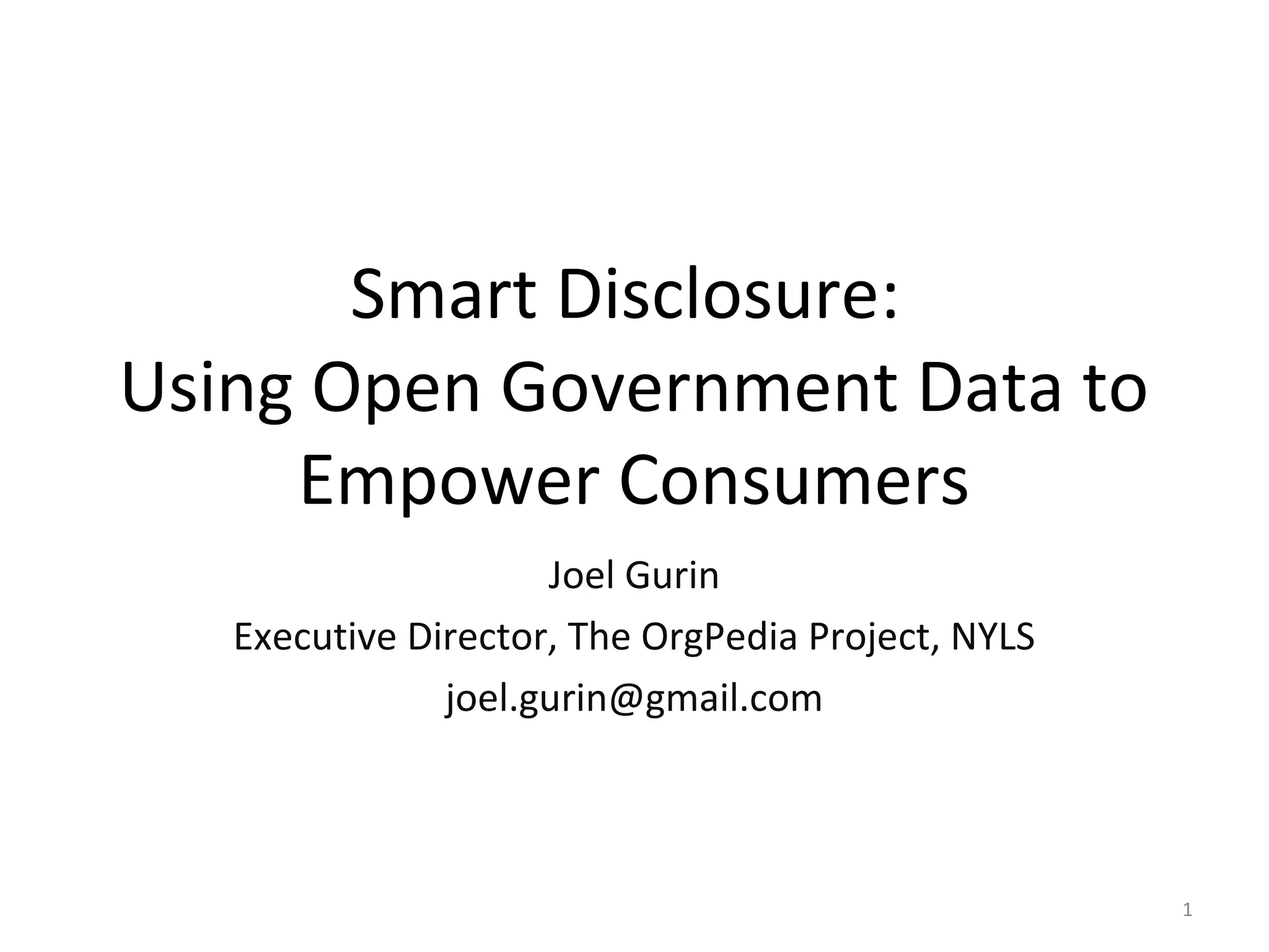 Smart disclosure ppt | PPT