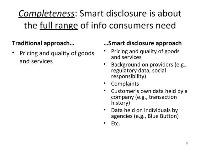 Smart disclosure ppt | PPT