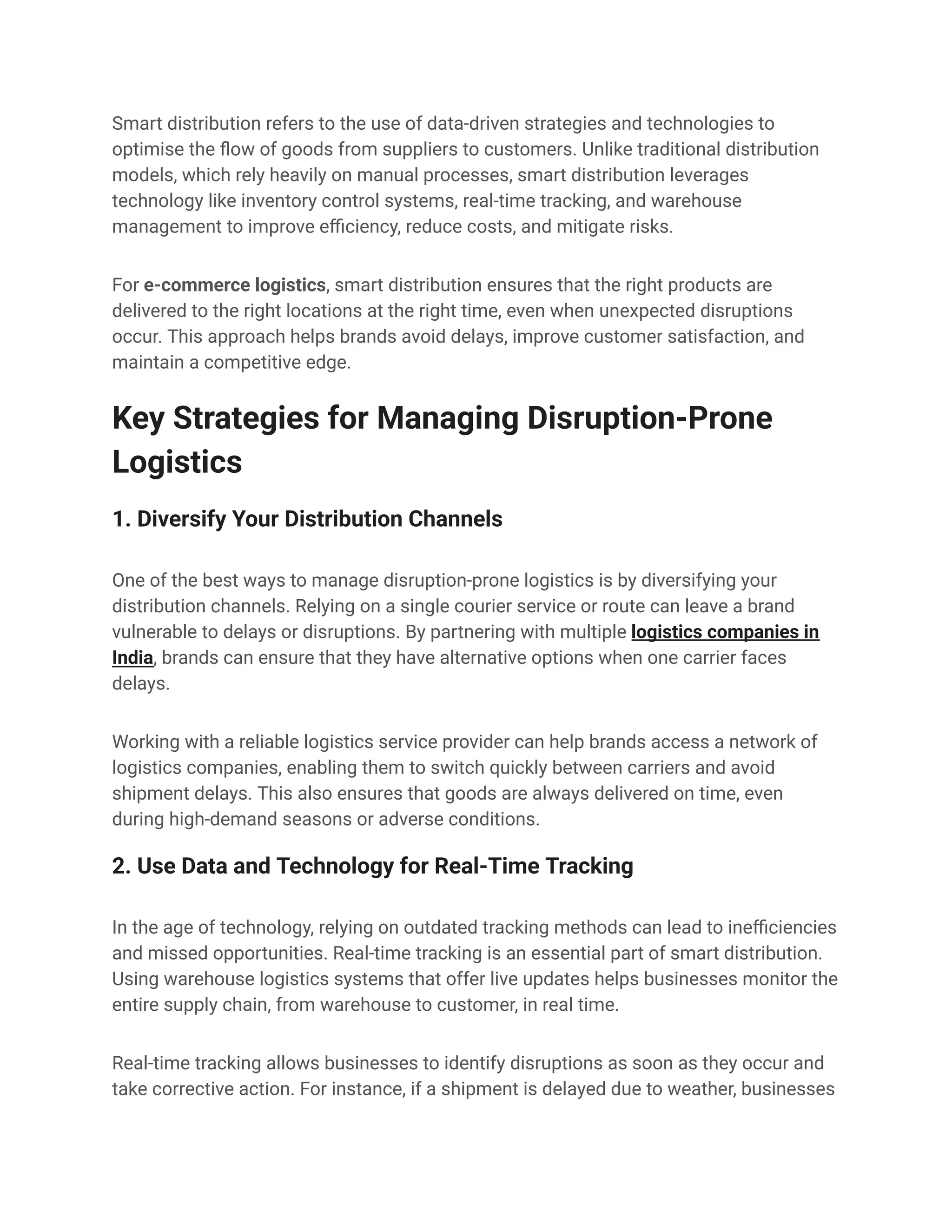 Smart Distribution: Managing Disruption-Prone Logistics | PDF