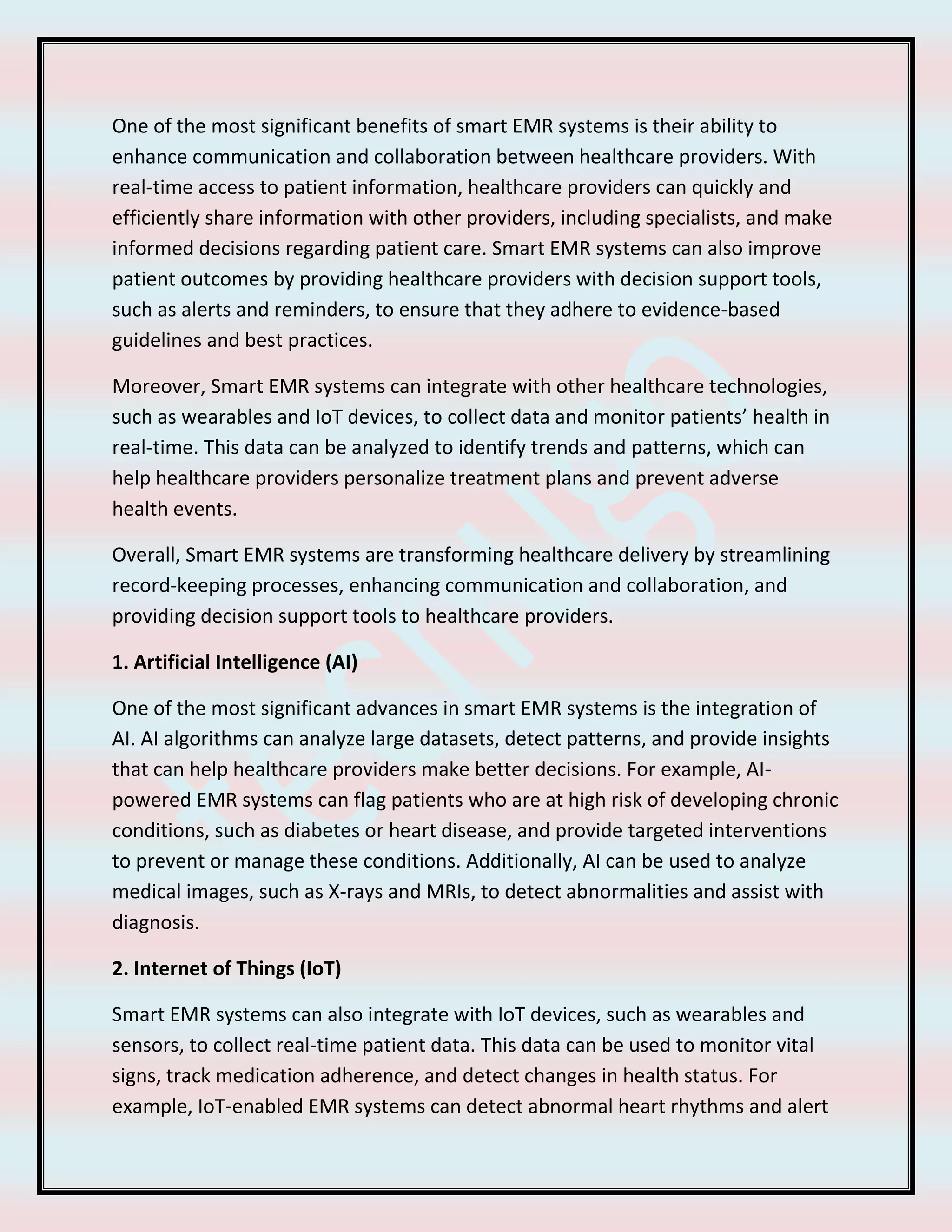 Smart EMR Systems in Healthcare Tech. | PDF