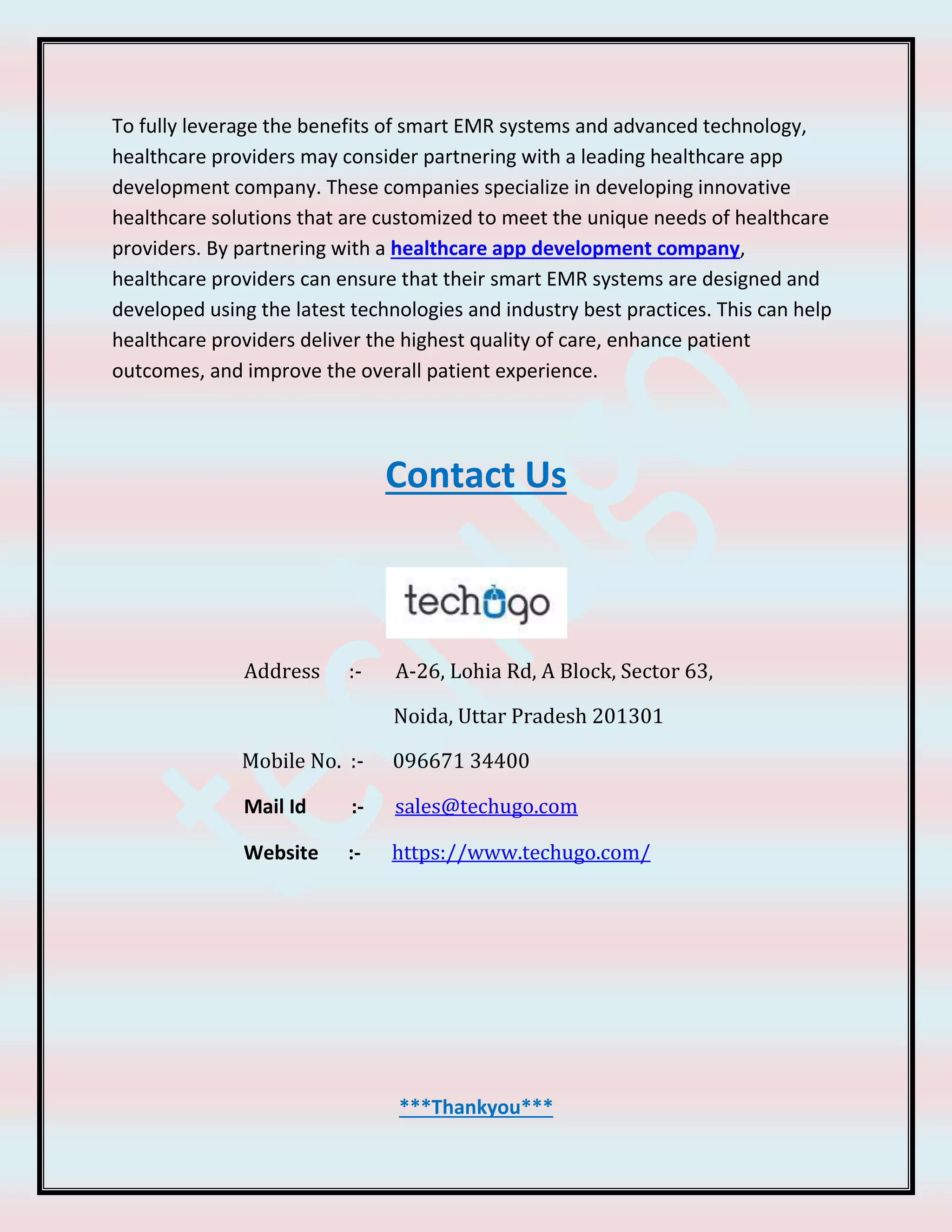 Smart EMR Systems in Healthcare Tech. | PDF