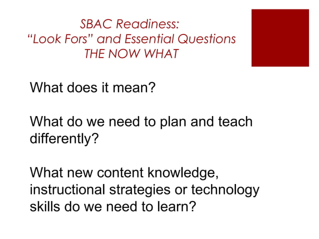 Introduction to Smarter Balanced Assessment Readiness Prof Learning | PPT