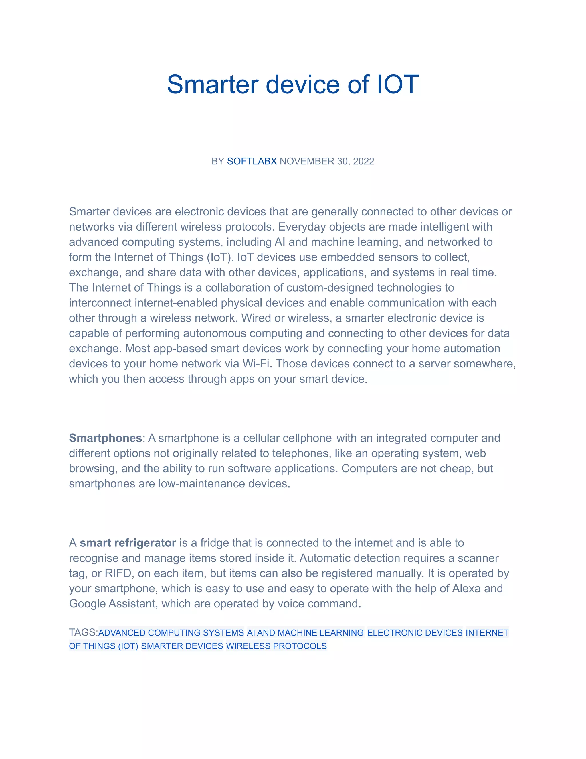 Smarter device of IOT | PDF Smarter device of IOT | PDF