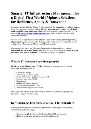 Smarter IT Infrastructure Management for a Digital-First World | Mphasis Solutions for ...