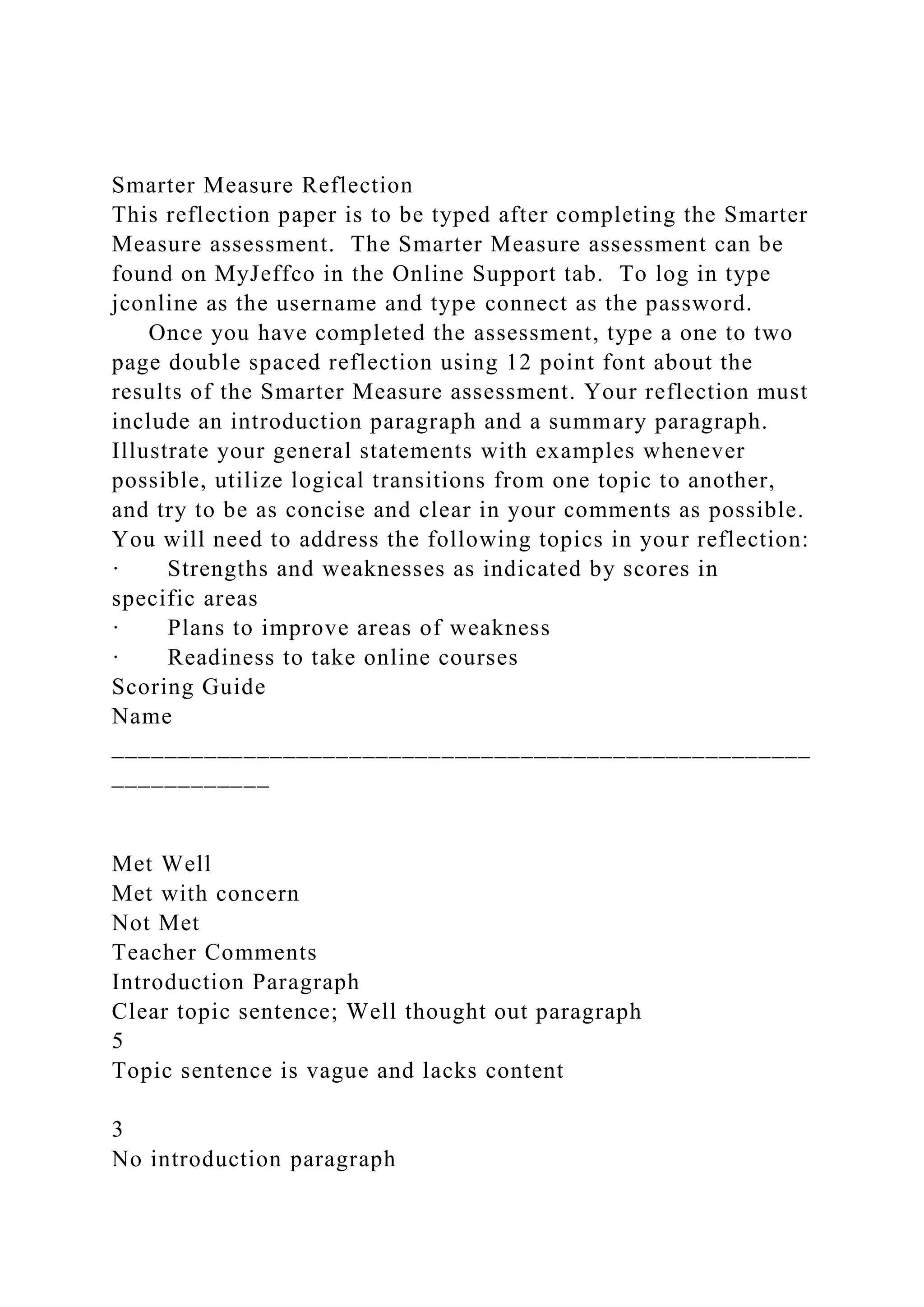 Smarter Measure ReflectionThis reflection paper is to be typed a.docx