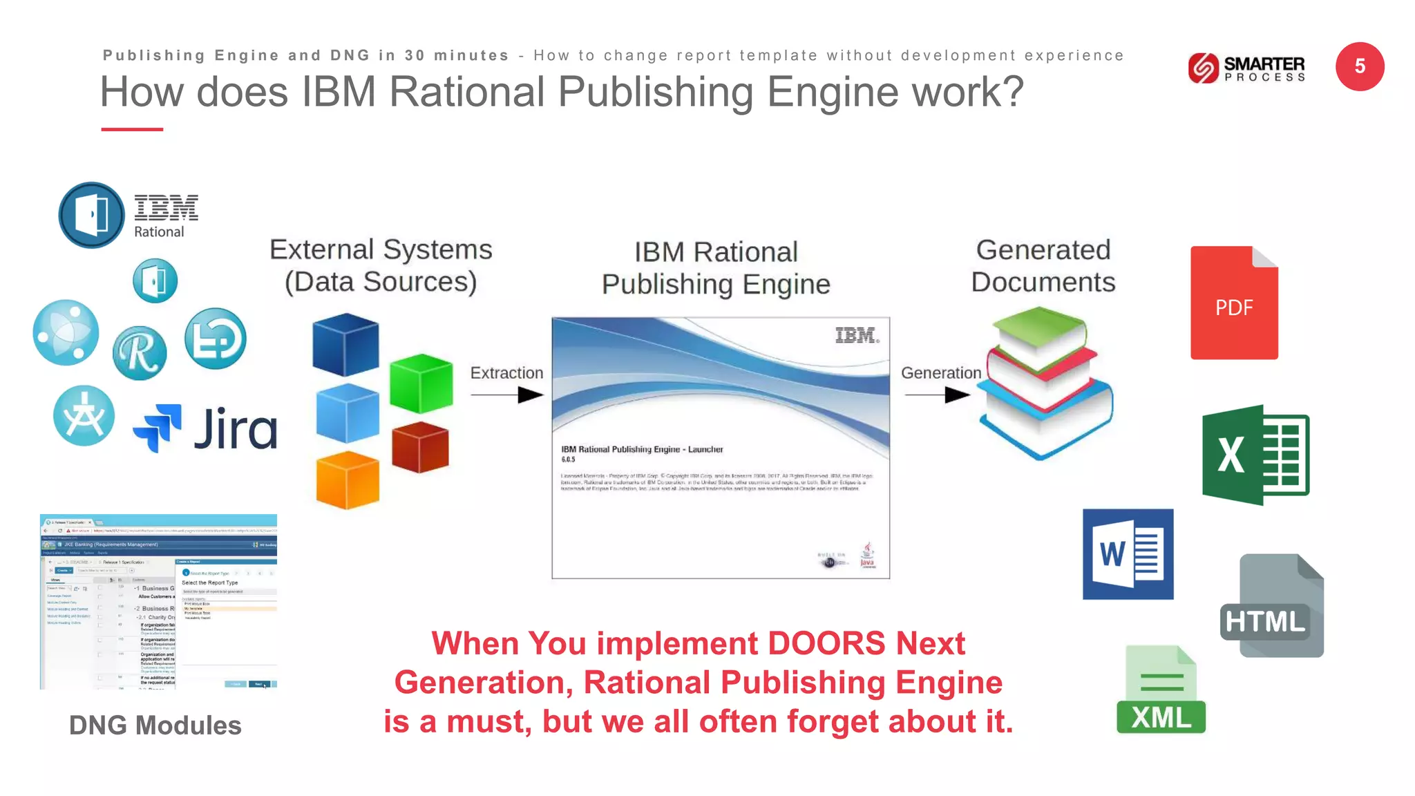 IBM Agile Engineering Summit 18: IBM Rational Publishing Engine and DNG ...