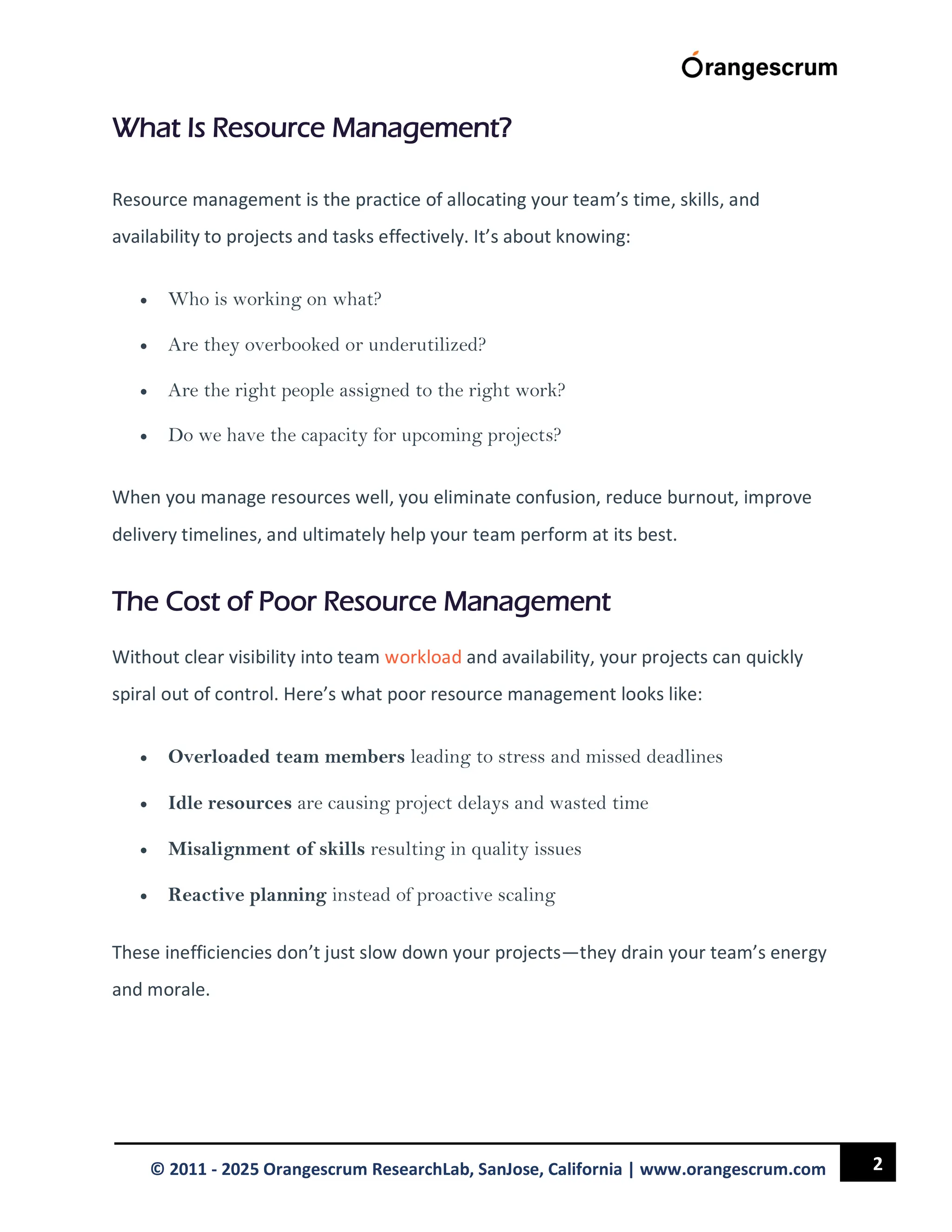 Smarter Resource Management with Orangescrum Work | PDF